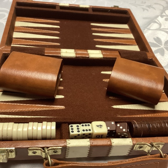1970 s | Games | Vintage 97s Classic Brown Tan Backgammon Game Set Rare ...